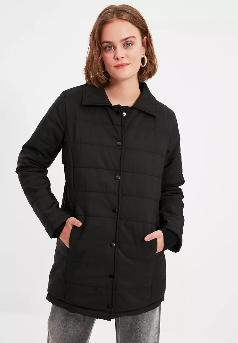 Jual Trendyol Shirt Collar Quilted Seasonal Puffer Inflatable Coat with Snap fastener Original ...