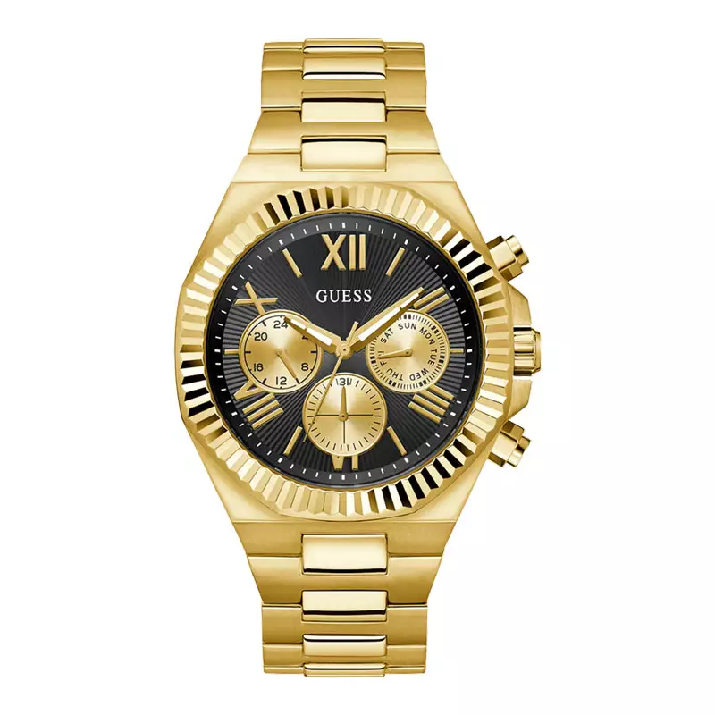 Jual Guess Jam Tangan Pria Guess Equity GW0703G5 Men Black Dial Gold ...