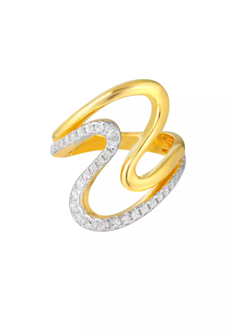 Buy TOMEI TOMEI Diamond Cut Collection Z-Wave Ring, Yellow Gold 916 ...