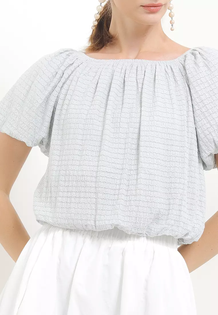 Jual Chic Simple Texture Bubble Blouse Original 2026 | ZALORA Indonesia