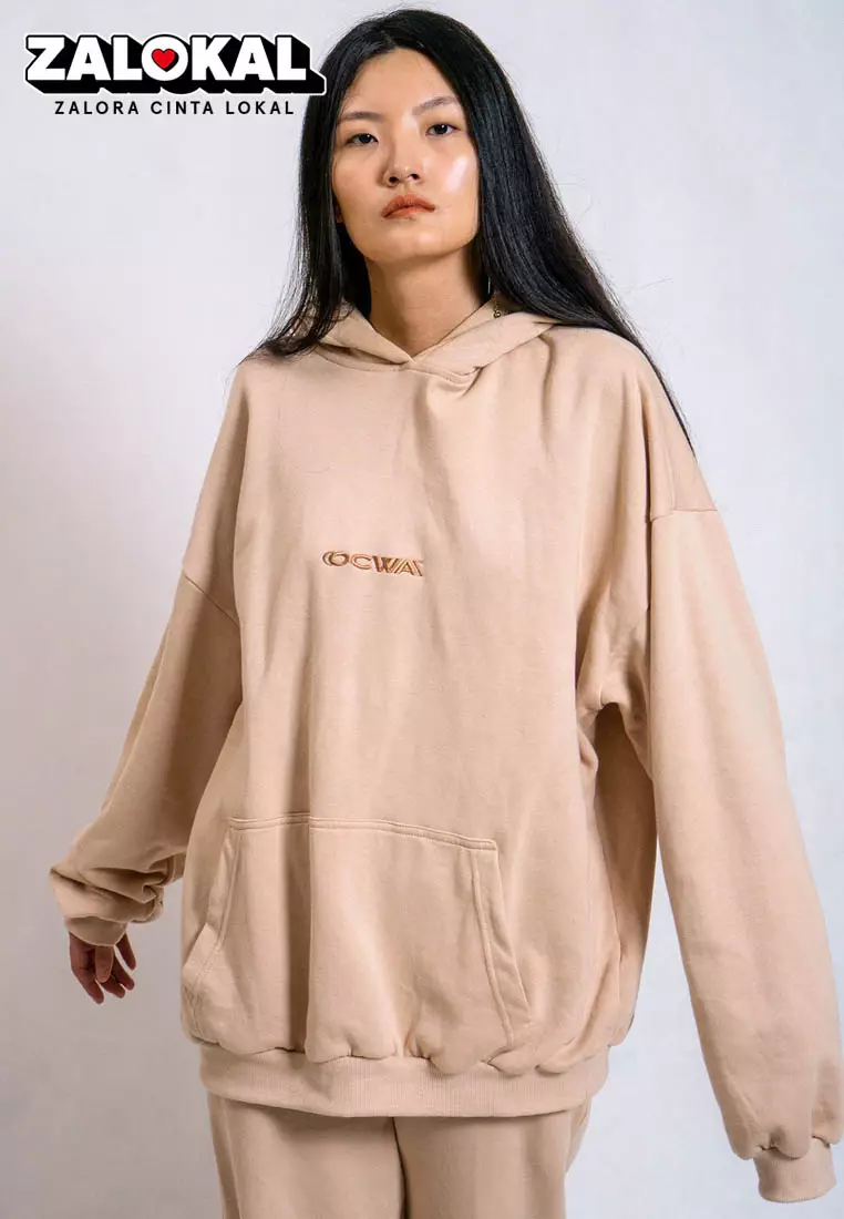 Jual Ocwa Studio OCWA BASIC HOODIE BEIGE LOGO Original 2025 | ZALORA ...
