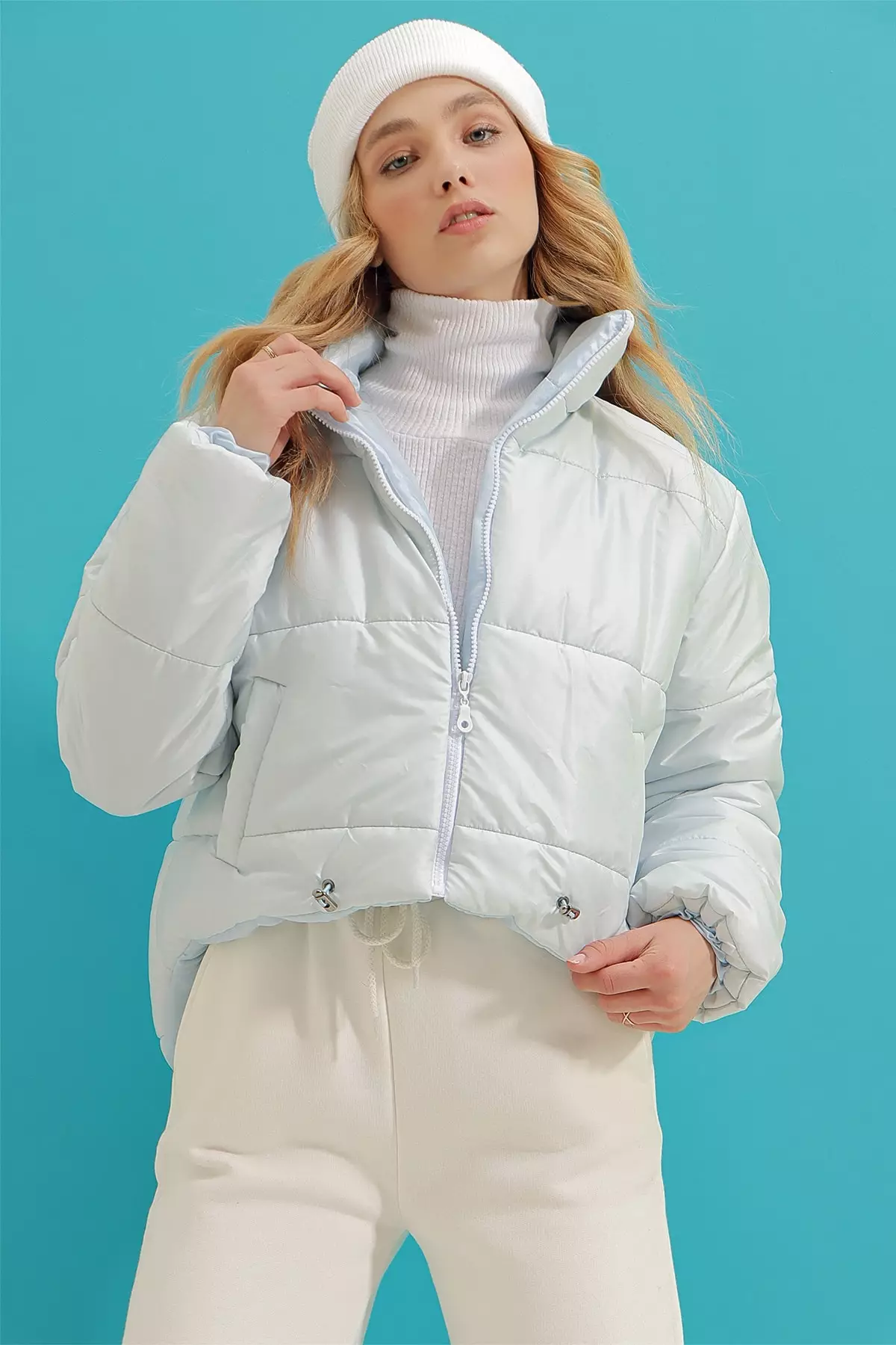 Buy Alacati Stand Collar Double Pocketed Inflatable Puffer Jacket 2025 ...