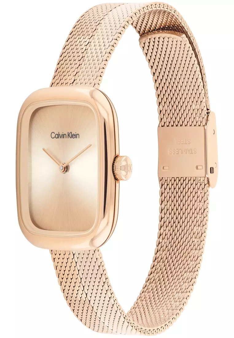 Buy Calvin Klein Watches Women's Ionic Plated Rose Gold Steel Mesh ...