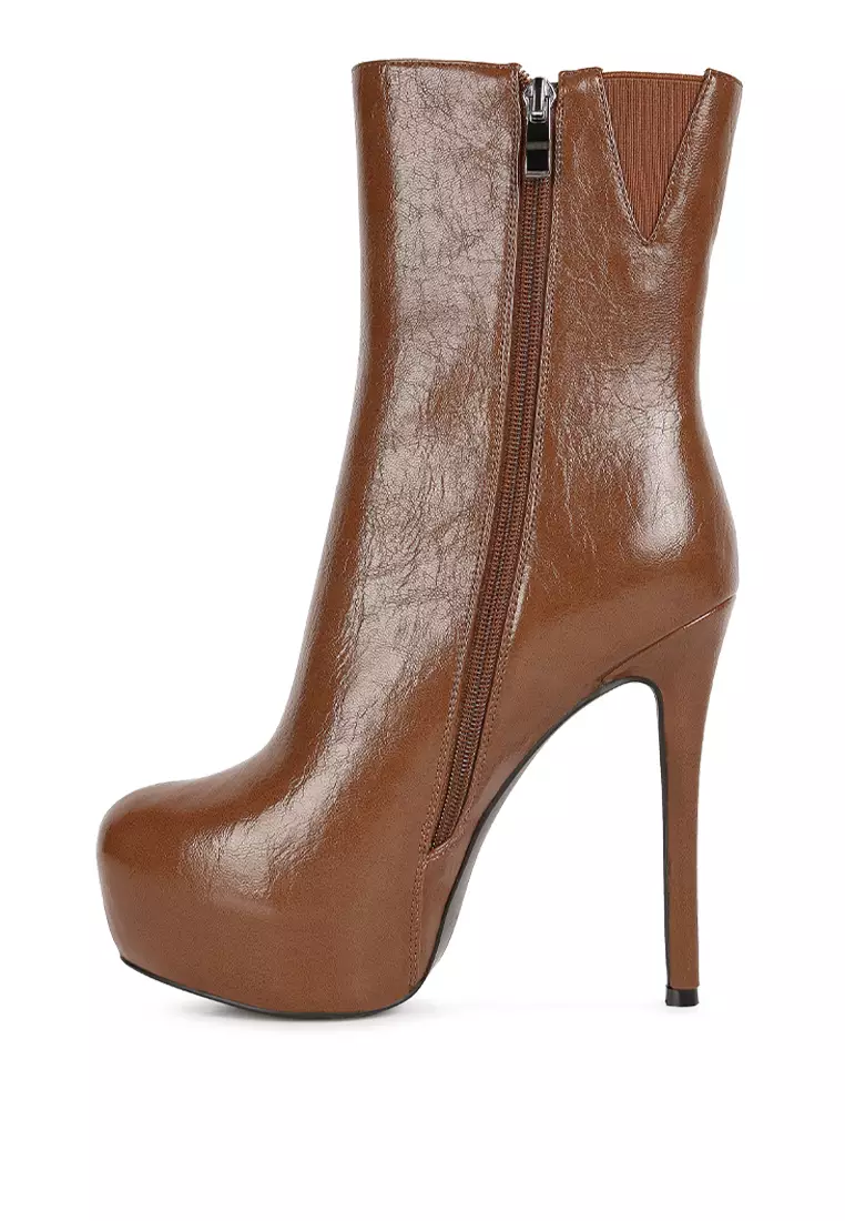 London Rag Tan High Platform Stiletto Ankle Boot 2024 | Buy London Rag ...