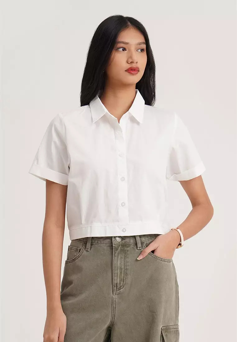 Buy Penshoppe Short Sleeves Semi Cropped Shirt with Back Hem 2025 ...