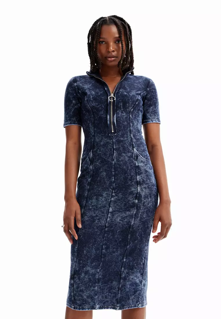 Buy Desigual Desigual Woman Denim midi dress. Online | ZALORA Malaysia