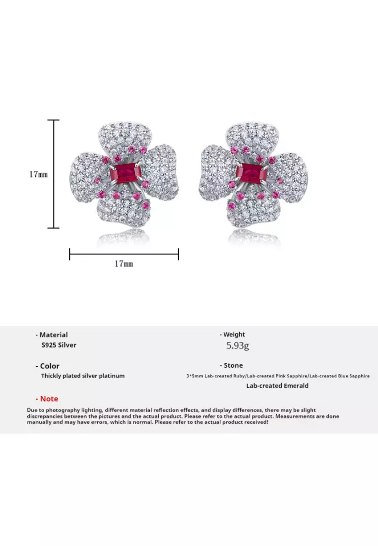 Buy Lara LuxeFour Clover Petal Gem Studs – S925 Lab Ruby Elegance 2025 Online | ZALORA