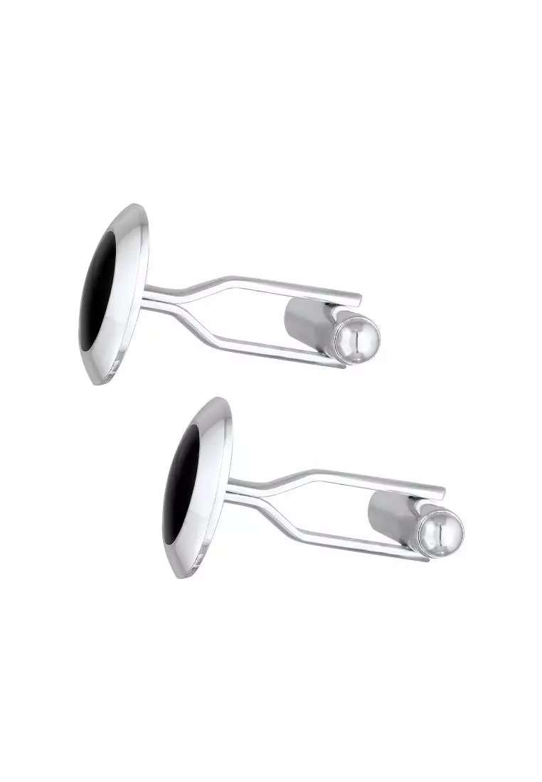 Buy Kuzzoi Men's Silver Black Enamel Cufflinks 2026 Online | ZALORA