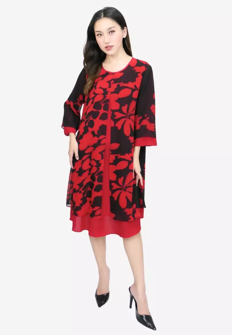 Jual Brilliant Girl Floral Abtrack Mini Dress Semi Outer In Red By ...