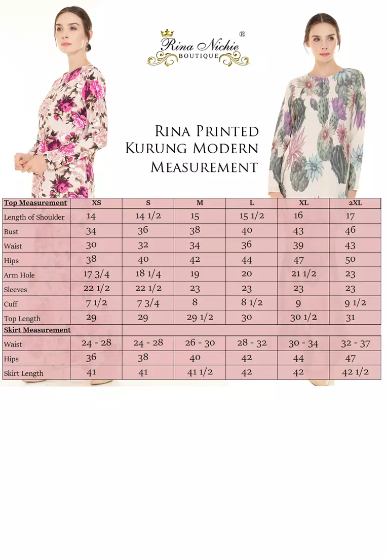 Buy Rina Nichie Couture Rina Printed Kurung in Beige Pink Rose Flower ...