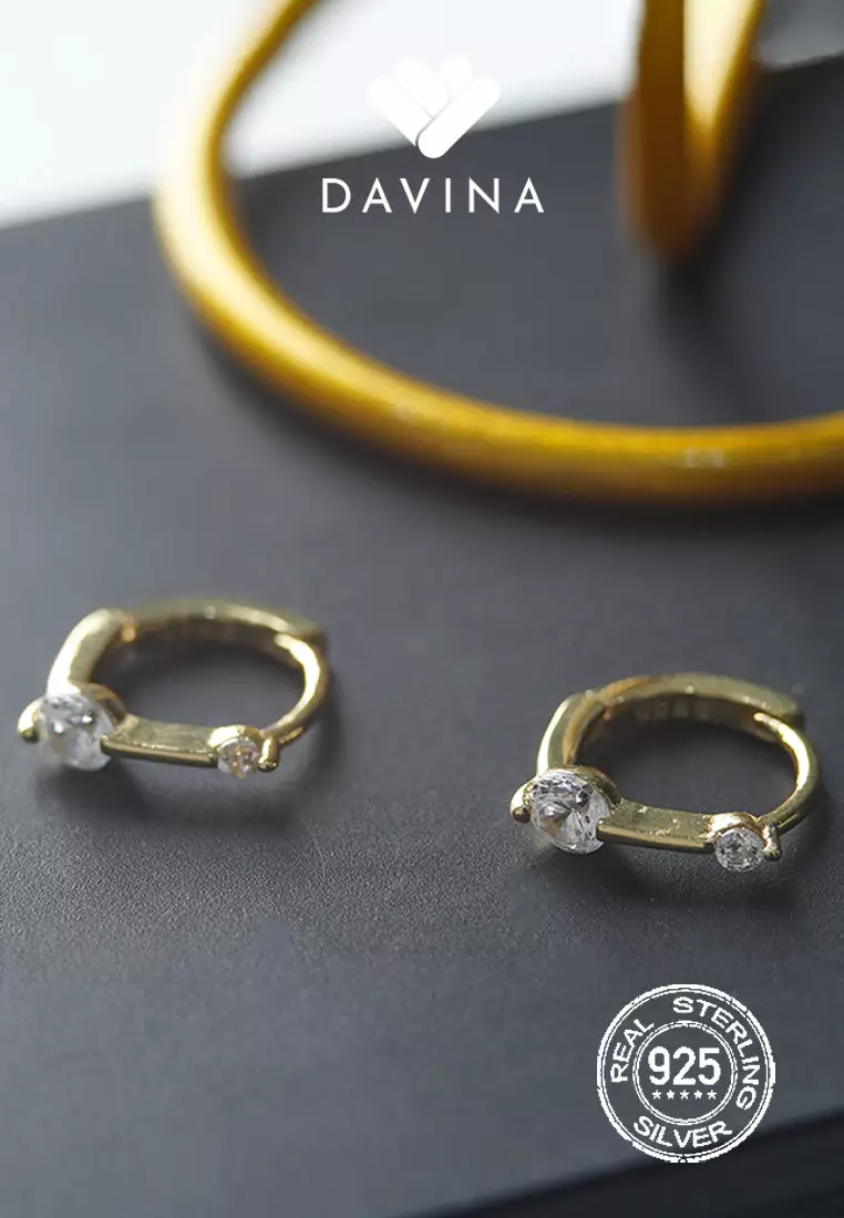 Jual DAVINA Jewelry DAVINA Ladies Calya Earrings Gold Color Sterling ...