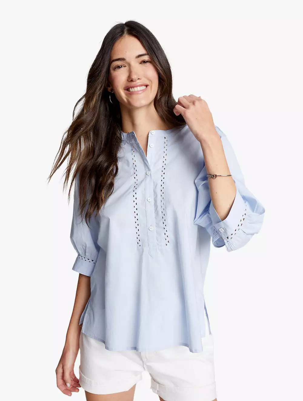 Jual Tommy Hilfiger Tommy Hilfiger Half Sleeve Henley Eyelet Blouse