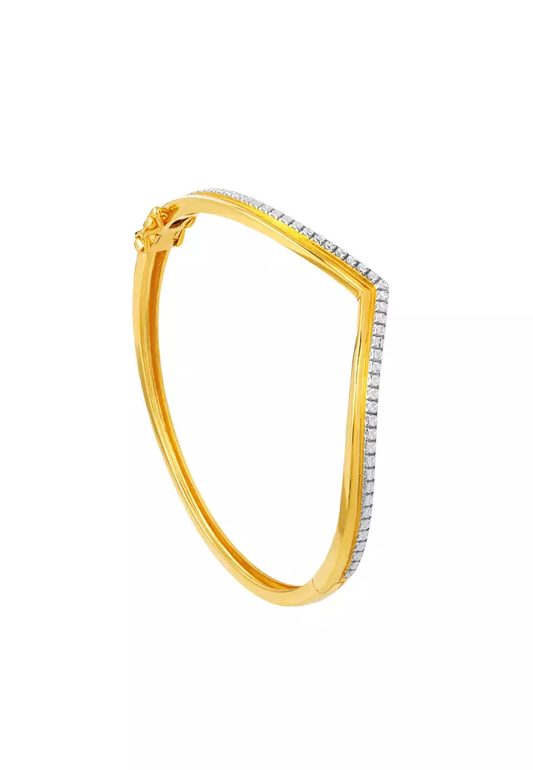 Buy TOMEI TOMEI Diamond Cut Collection V Trend Bangle, Yellow Gold 916 ...