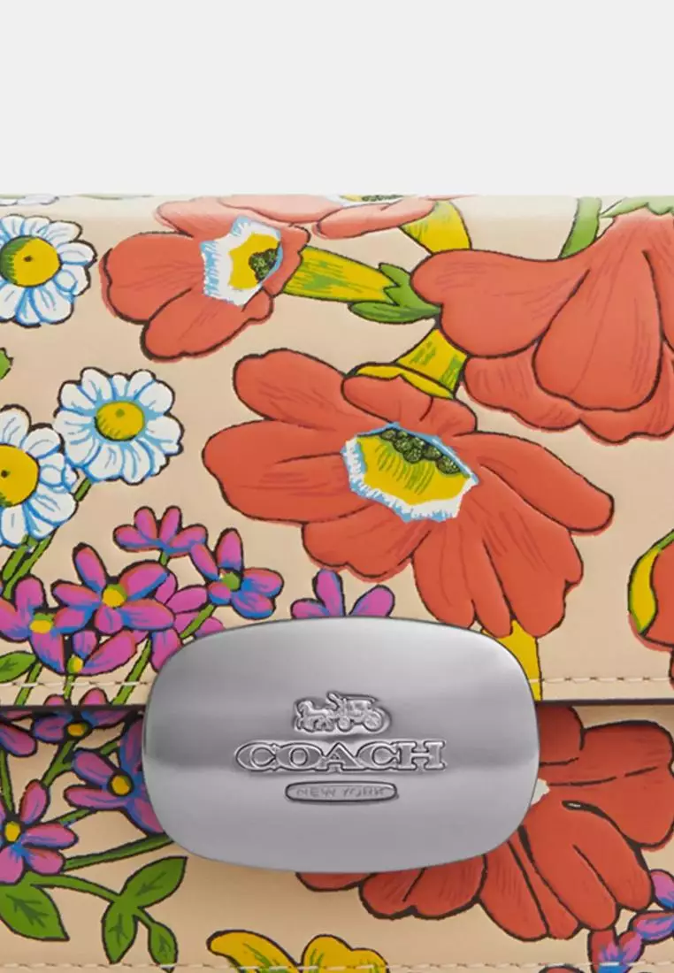 Jual Coach Coach Eliza Small Flap Crossbody With Floral Print Ivory ...