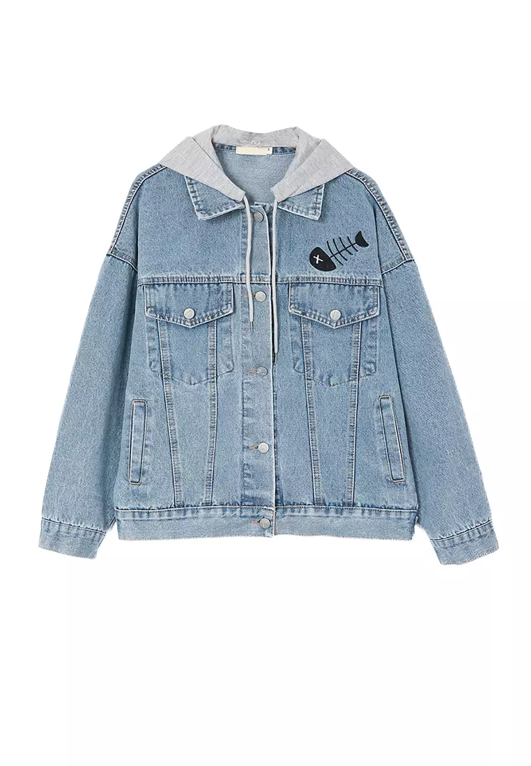 A In Girls Loose Hooded Denim Jacket 2025 Buy A In Girls Online