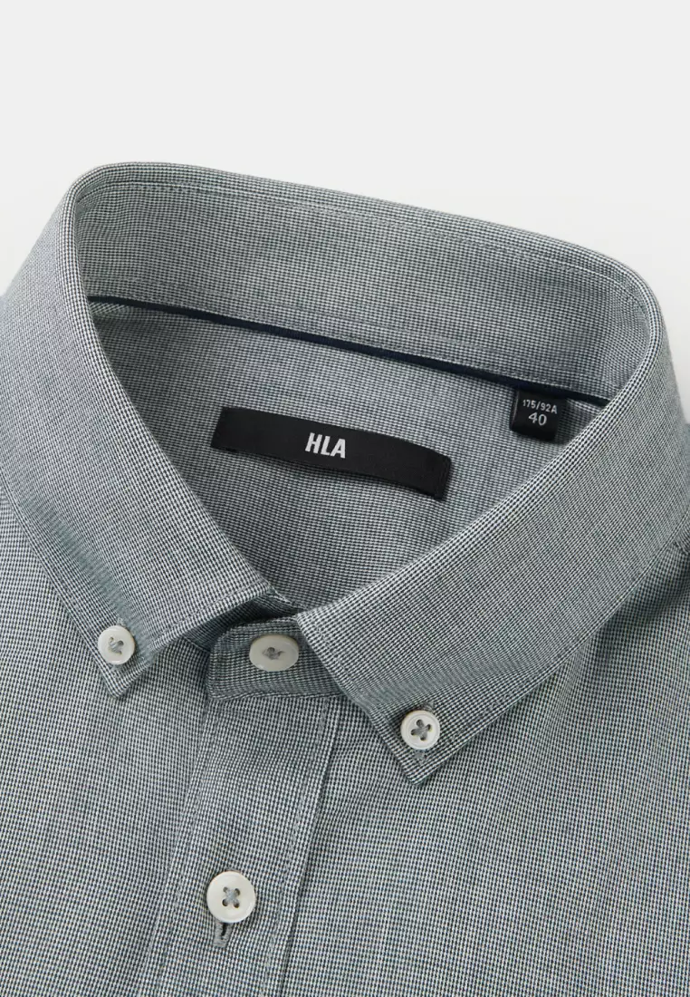 Buy HLA Letter Embroidery Pure Cotton Business Long Sleeve Formal Shirt ...