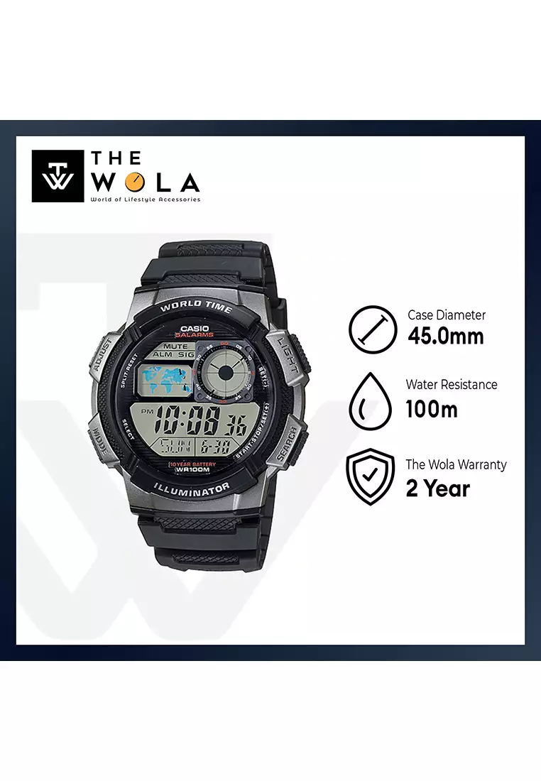 Buy Casio Watches Men's Digital AE-1000W-1BV Black Resin Band Sport Watch Online | ZALORA Malaysia