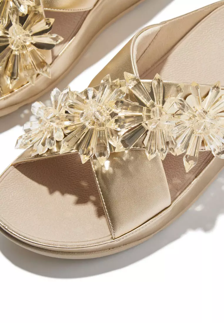 Buy FitFlop RUMBA Women's Starburst-Bead Metallic Cross Slides ...