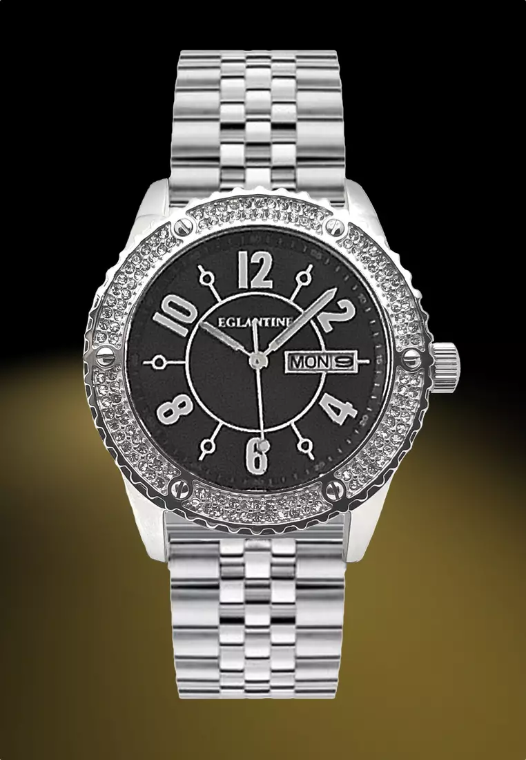 Buy EGLANTINE Vanessa Ladies Steel Quartz Watch Paved with Crystals on ...