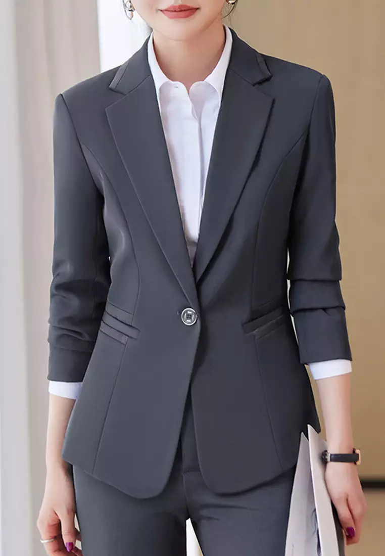 Buy HAPPY FRIDAYS Fashionable Slim Cut Suit Set YGH-EY9362W-set 2025 ...