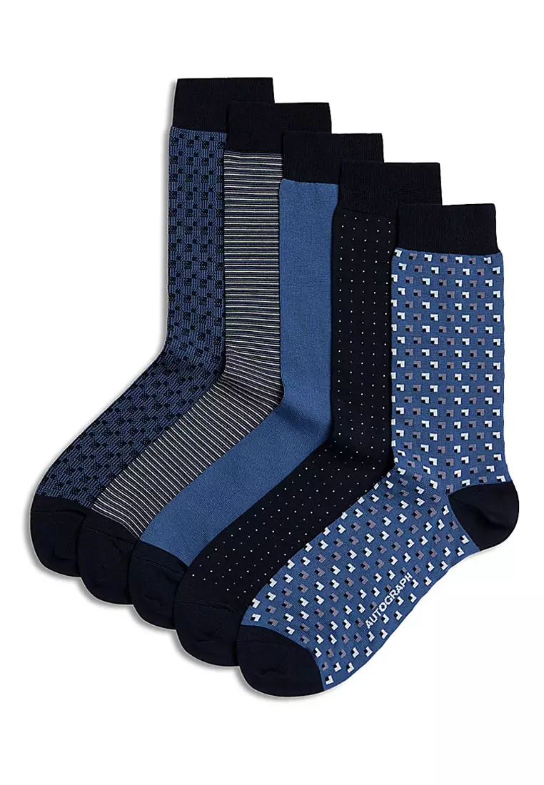 Jual Marks & Spencer 5Pk Geometric Modal Pima Cotton Socks Original ...