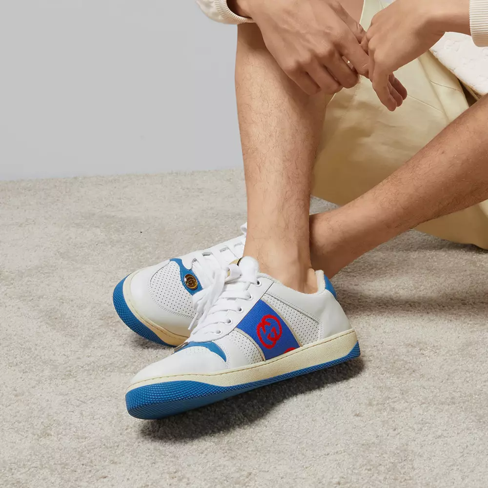 Jual Gucci Screener Interlocking G Trainer Sneakers White Blue Original ...