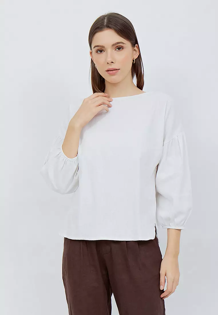 Jual Julia Owers Baju Blouse Wanita Panjang EMIKO - Putih Original 2024 ...