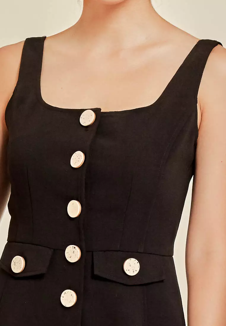 Buy Dressing Paula Square Neck Textured Cady Dress Online | ZALORA Malaysia