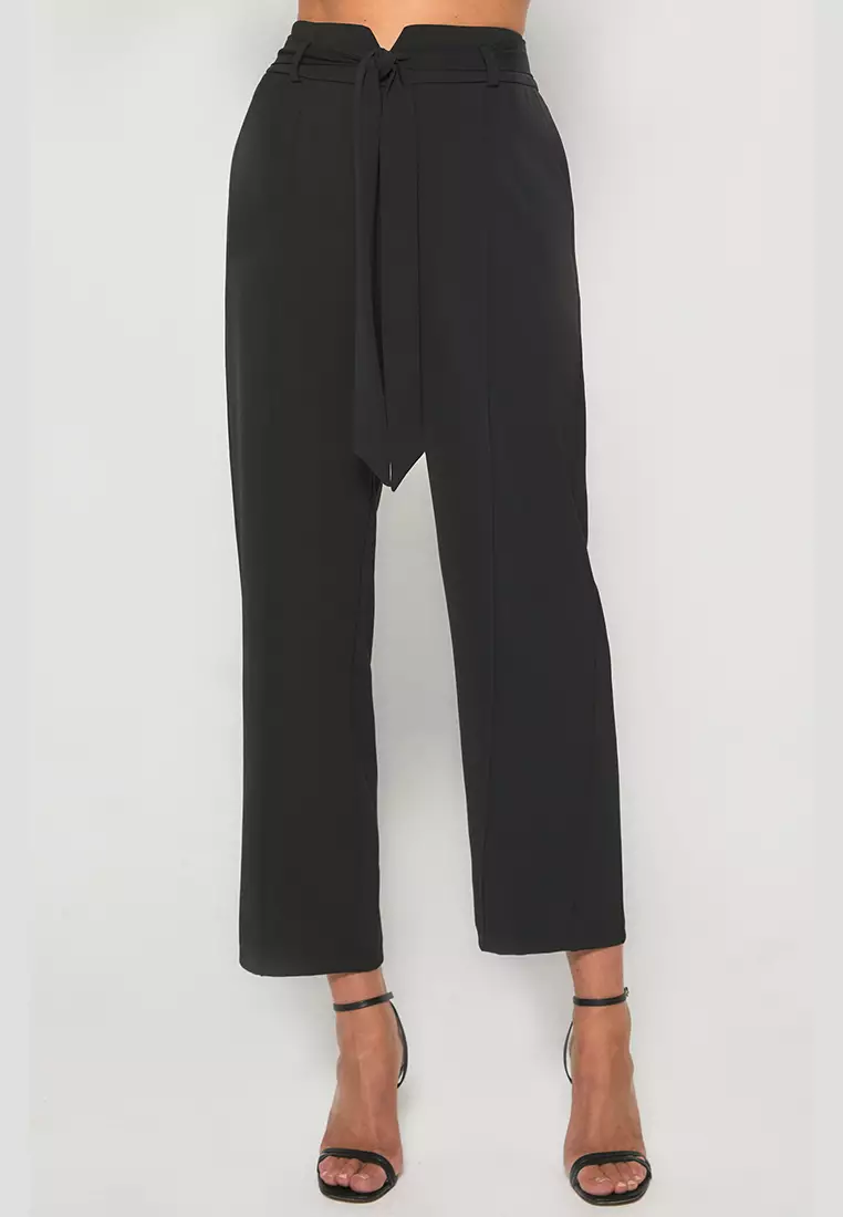 Jual Style State High Waist Ribbon Tie Notched Pants Original 2024 ...