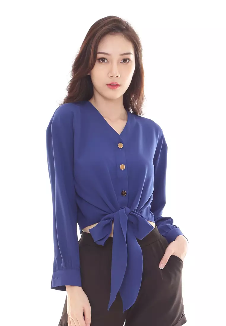 Buy TANG TANG Lucy Top Self Tied Up Style in Royal Blue Online | ZALORA ...