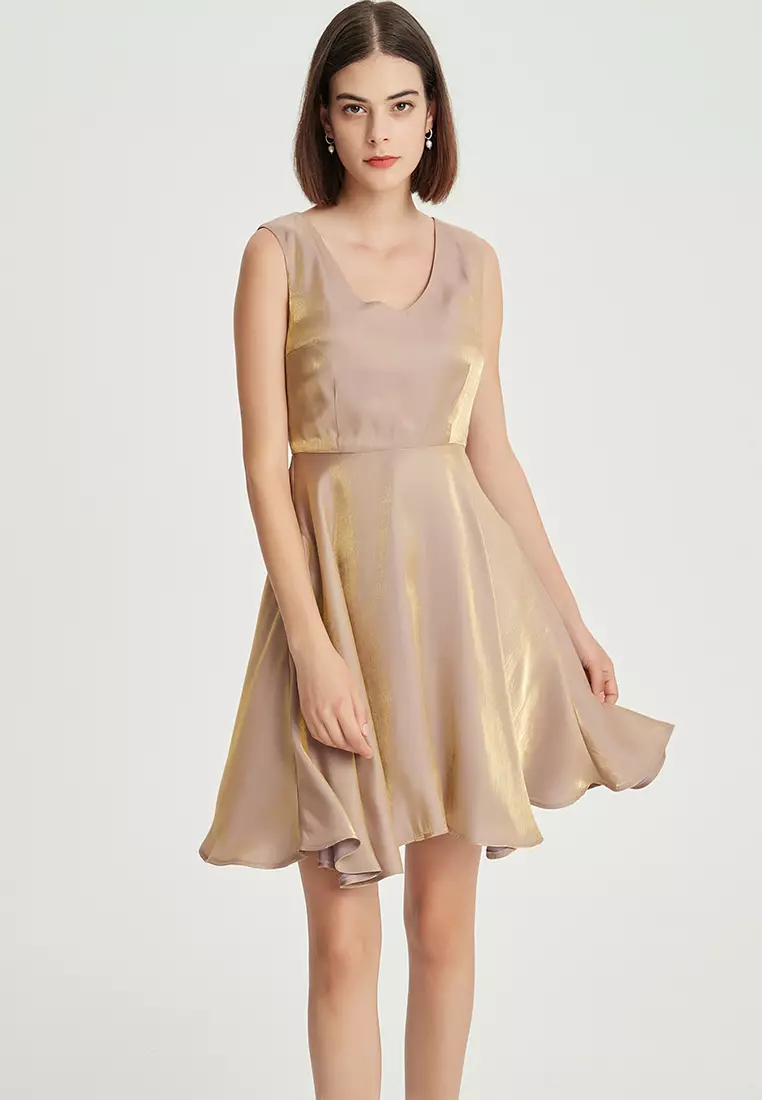 Buy Sunnydaysweety V-neck color-changing glazed satin evening party one ...