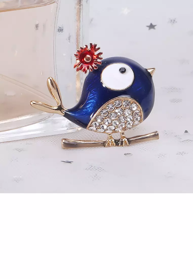 Buy Mooclife Simple and Cute Blue Bird Brooch with Cubic Zirconia ...