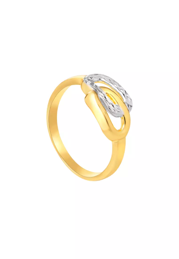 Buy TOMEI TOMEI Dual-Tone Interlocking Ring, Yellow Gold 916 2025 ...