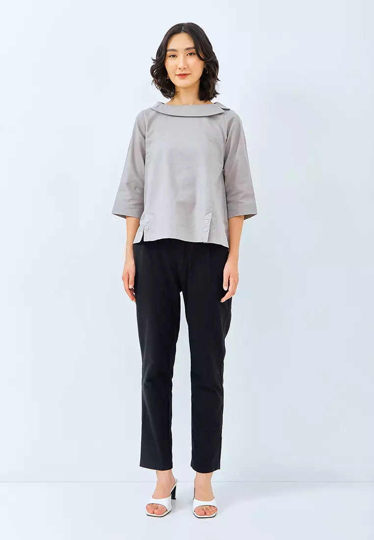 Jual Julia Owers Baju Blouse Wanita KOYUKI - Light Grey Original 2024 ...