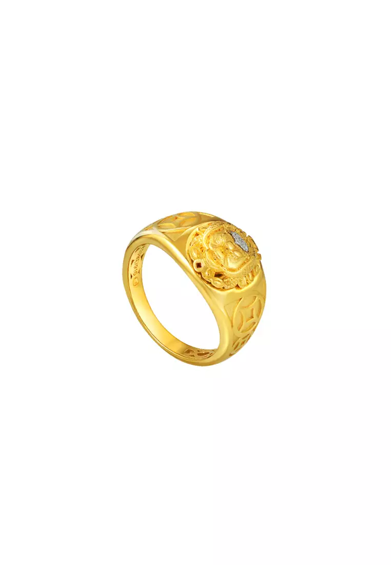Buy TOMEI TOMEI Diamond Cut Collection Fortune Toad Ring, Yellow Gold ...