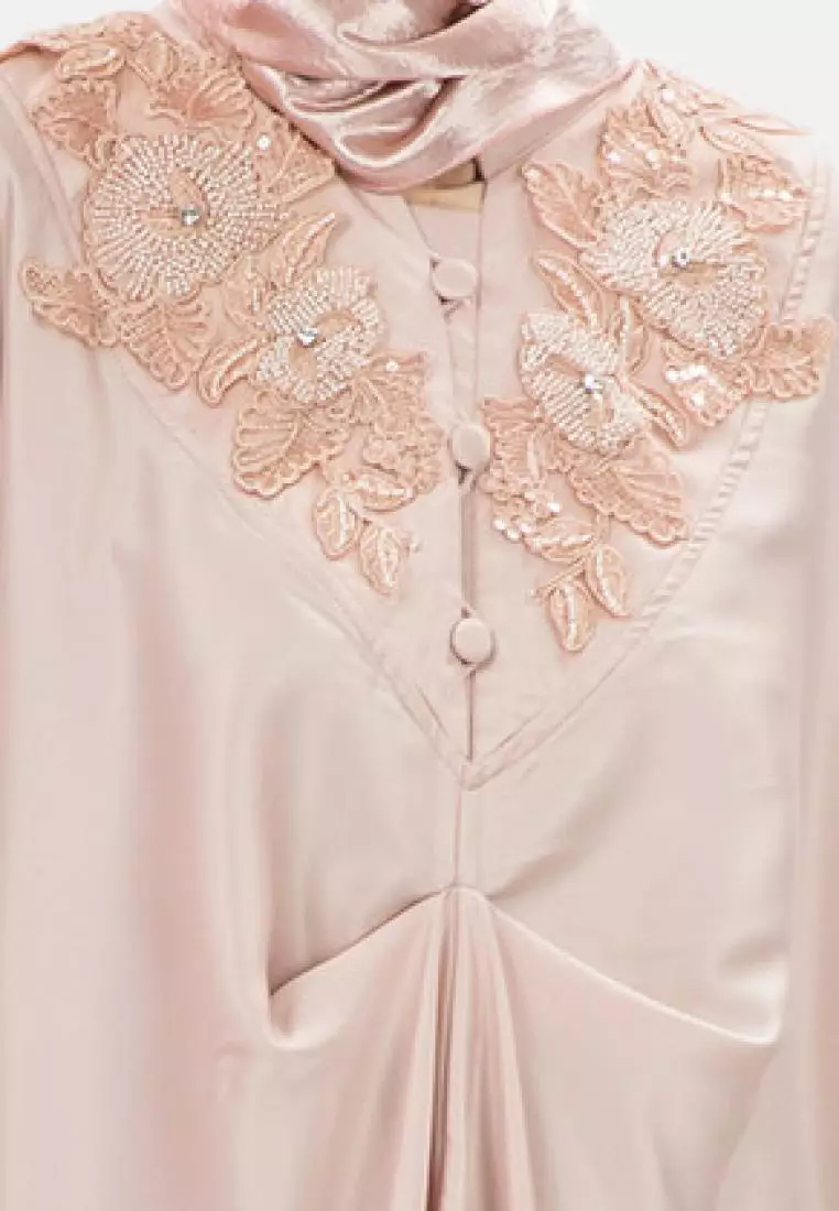 Jual The Pink Label Koko Collar Emnroidery Kaftan in Pink Original 2024 ...