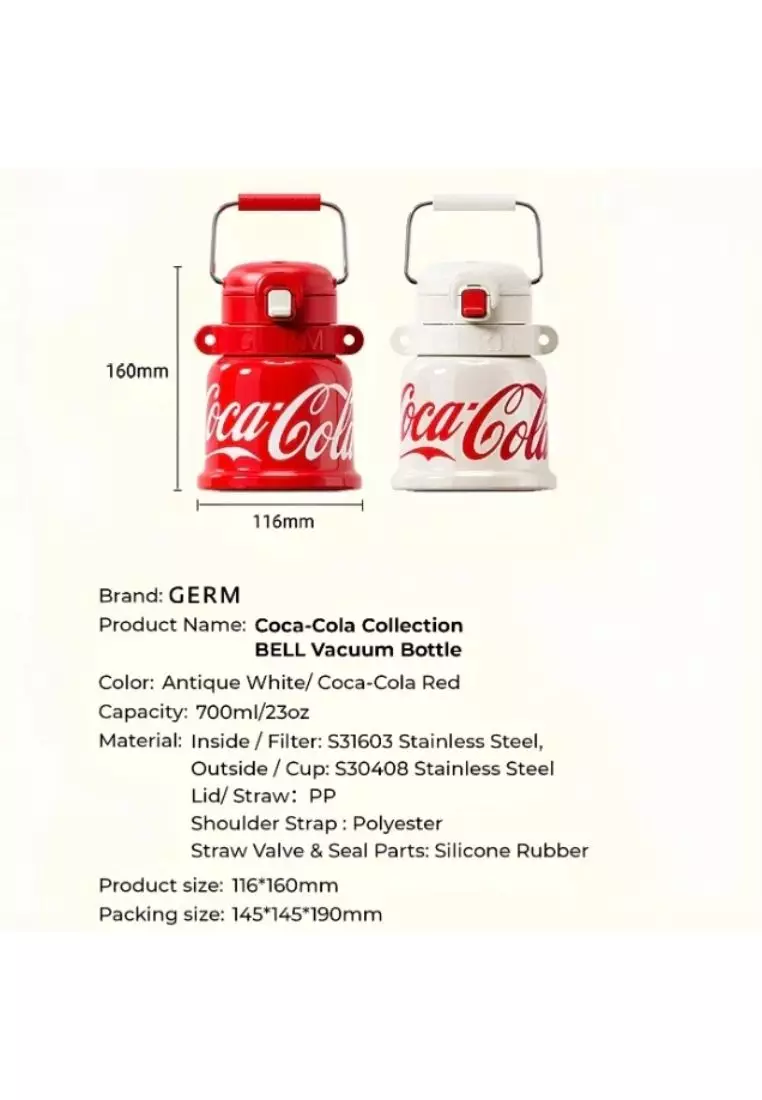 Buy Germ GERM Coca-Cola Bell Thermos Cup 700ML Double Wall Hot & Cold 316 Stainless Steel ...