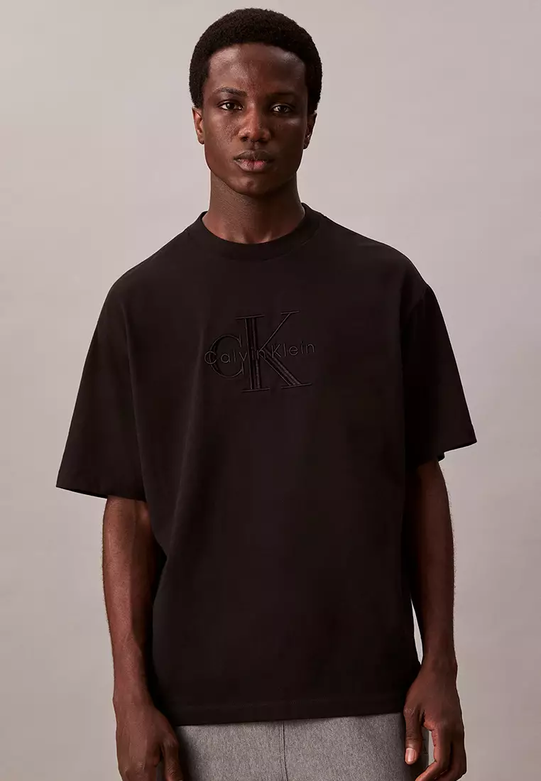 Buy Calvin Klein Monologo Embroidery T-Shirt - Calvin Klein Jeans 2026 ...