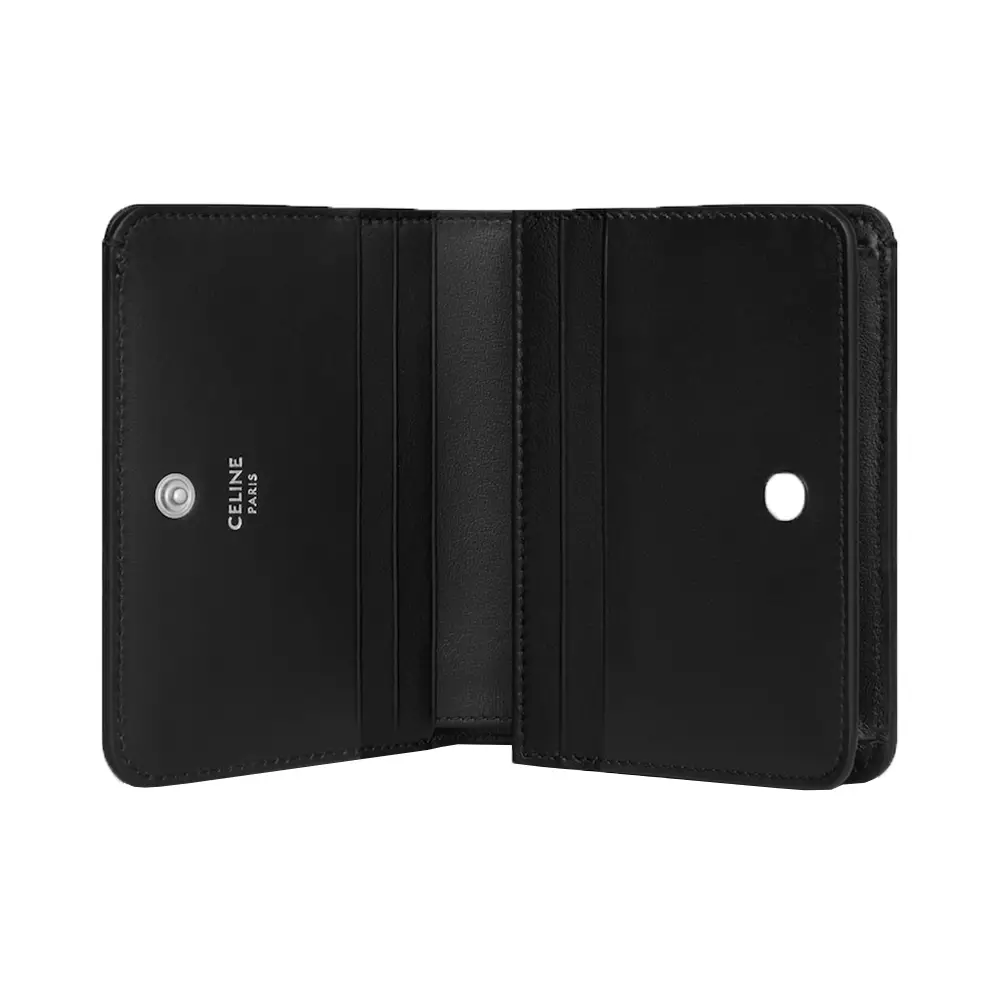 Jual Celine Triomphe Compact Wallet Shiny Calfskin Black Shw Original ...