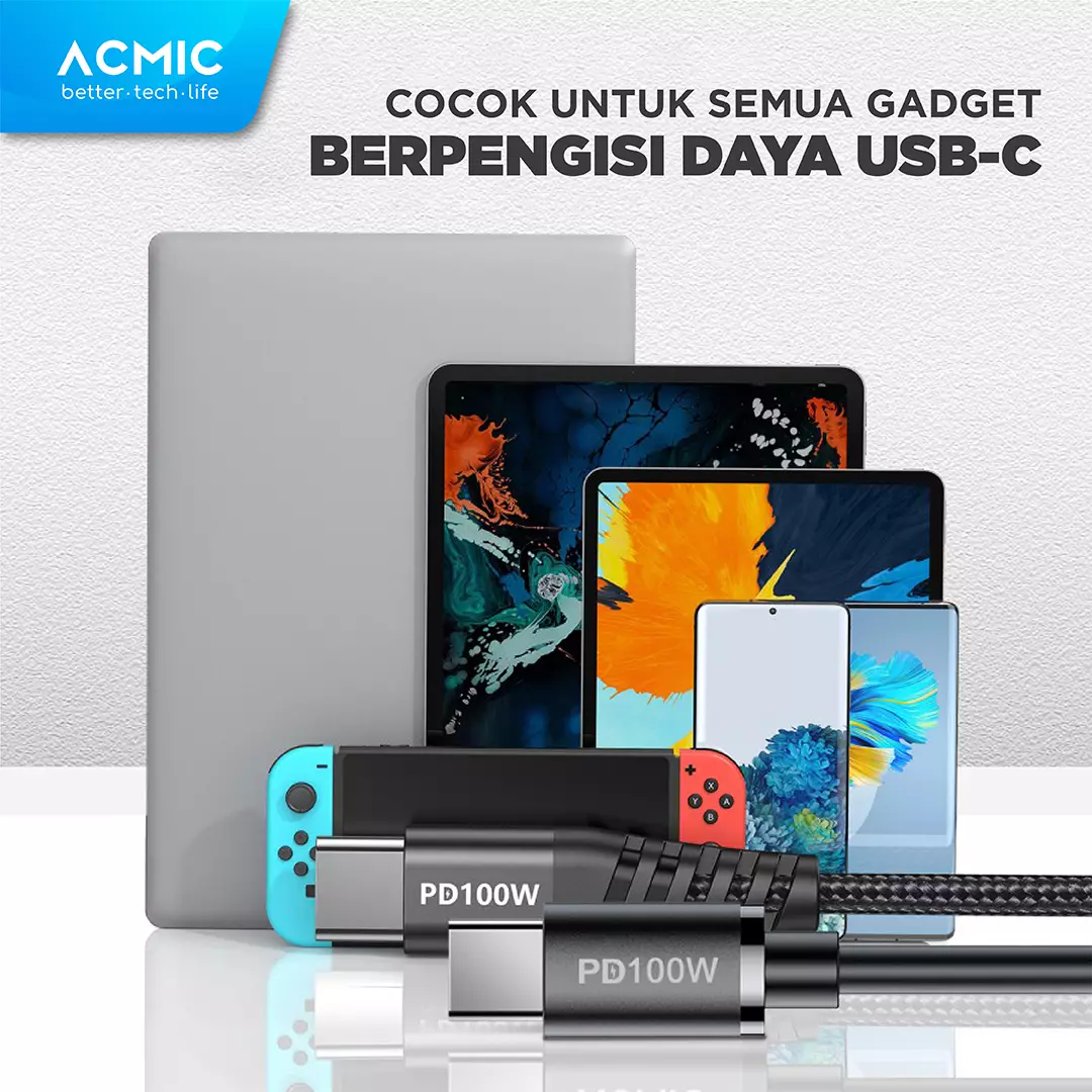 Jual ACMIC ACMIC PDC200 Cable 2M USB C to USB C Power Delivery PD 100W ...