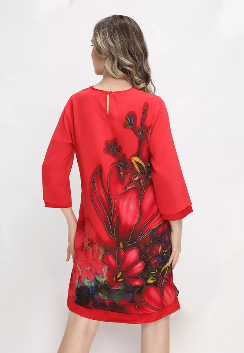 Jual Brilliant Girl Floral Mini Dress In Red By Brilliant Girl Warna ...