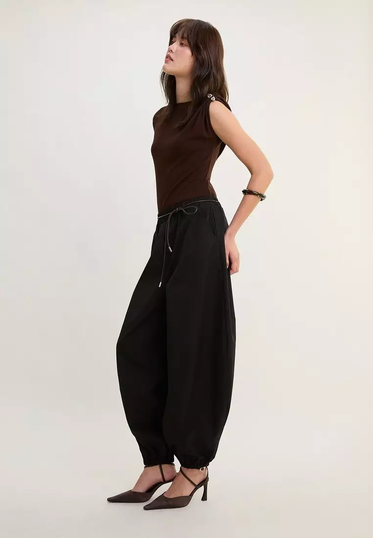 Buy Pomelo Asymmetric Shoulder Detail Top - Brown 2026 Online | ZALORA