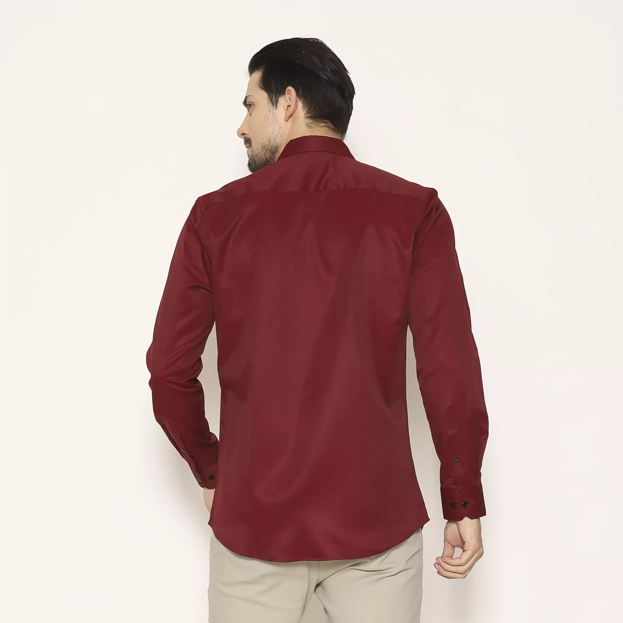Jual Maginot MAGINOT Kemeja Pria Basic Polos Panjang MAROON Original 2025 | ZALORA Indonesia