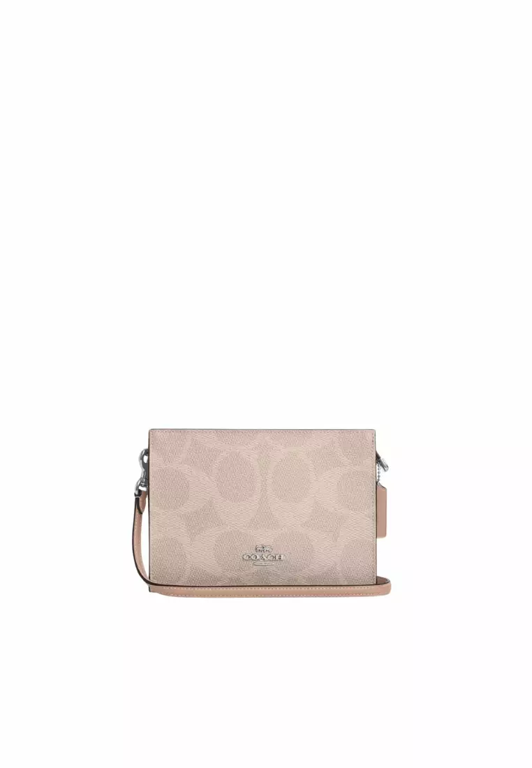 COACH Coach Slim Crossbody Bag Signature Canvas In Sand Taupe CAR12 ...