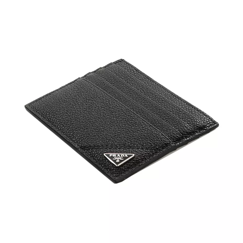 Jual Prada Prada Triangle Metal Logo Card Case Grained Black Original ...