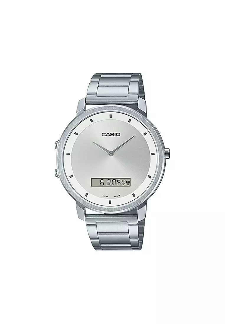 Buy Casio Watches Men's Analog-Digital Watch MTP-B200D-7E Silver Stainless Steel Band Watch for ...