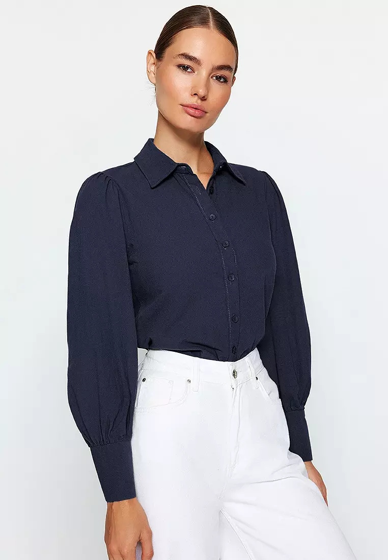 Buy Trendyol Cotton Puff Sleeves Shirt Online | ZALORA Malaysia
