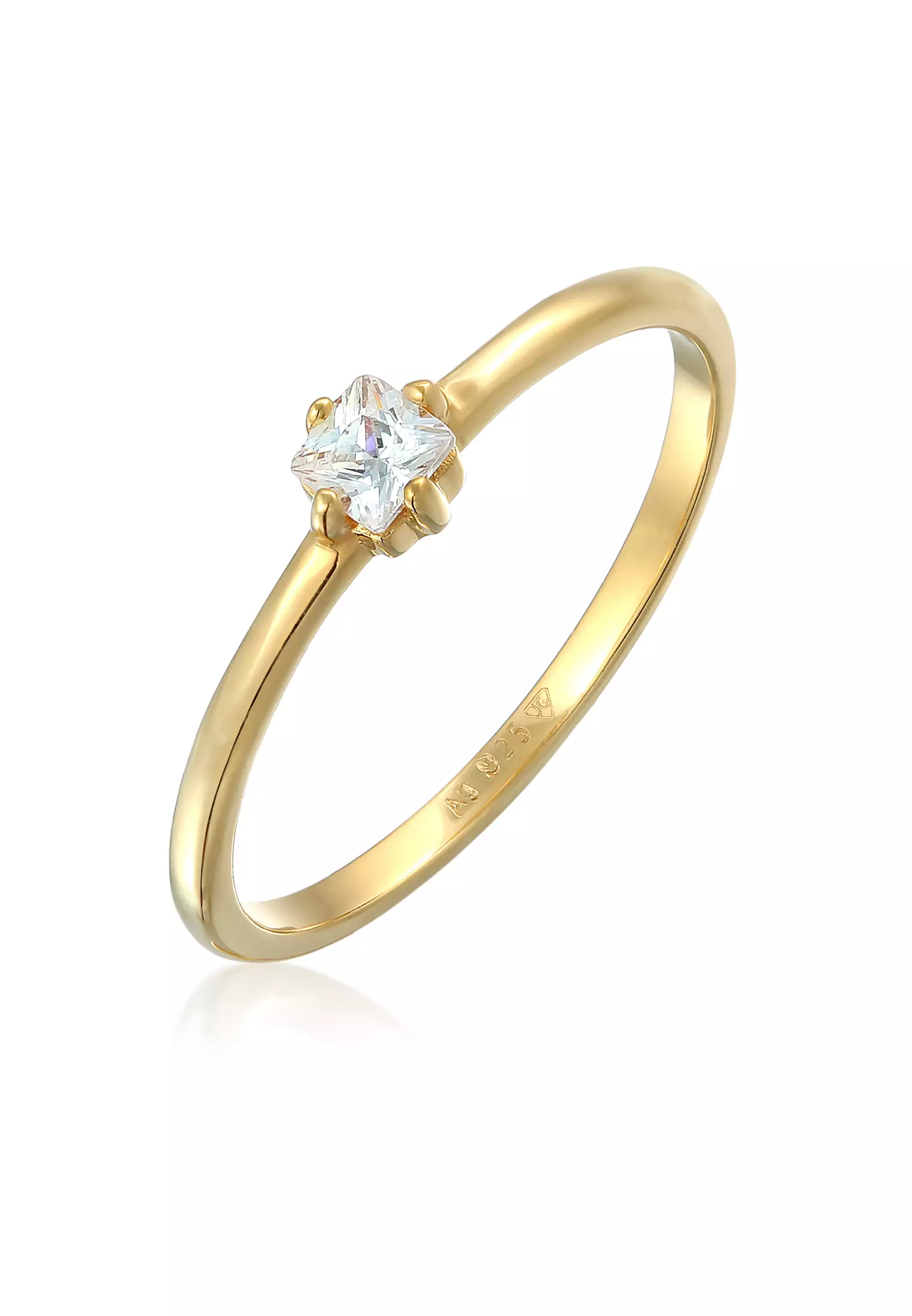 Buy ELLI GERMANY Ring Engagement Ring Solitaire Classic Zirconia Gold ...