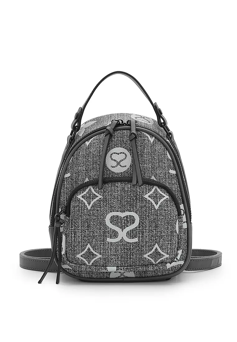 Buy Sara Smith Women's Monogram Mini Backpack - Grey Online | ZALORA Malaysia