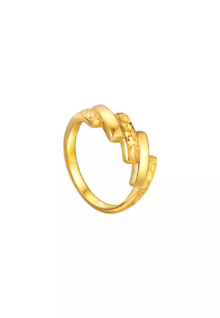 Buy TOMEI TOMEI Dual Finish Stacked Design Ring, Yellow Gold 916 Online ...